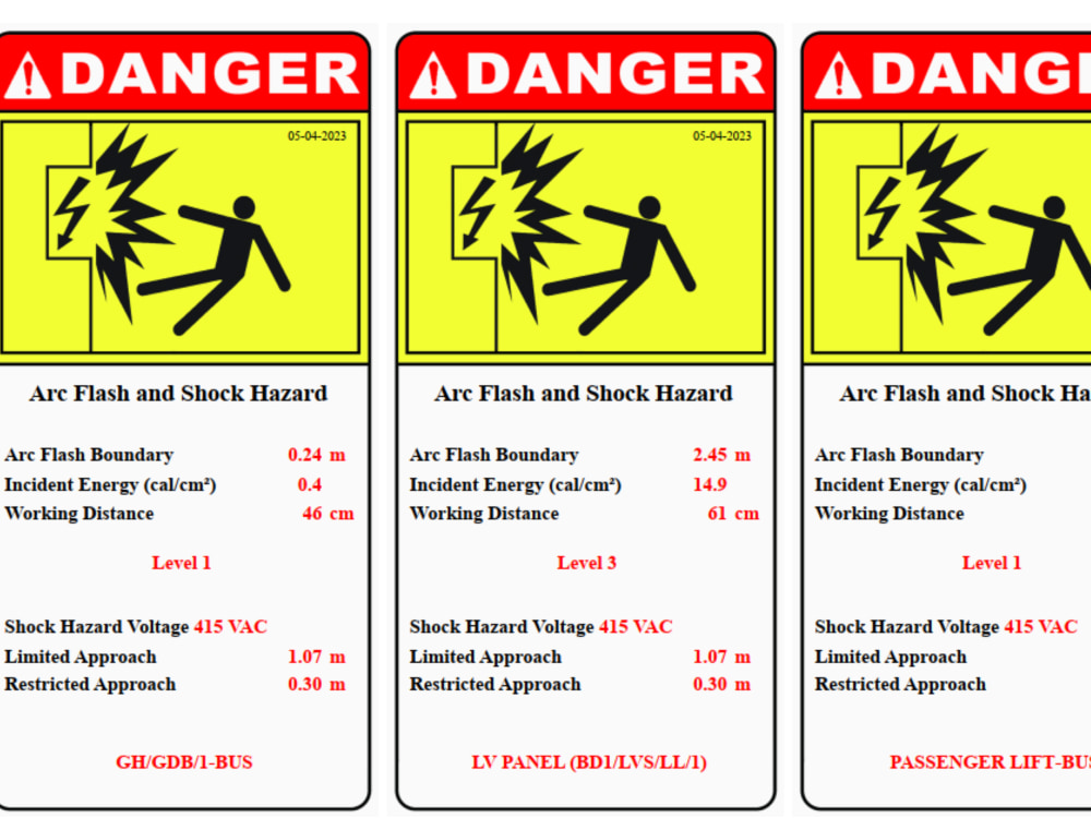 Arc flash calculation report and label | Upwork