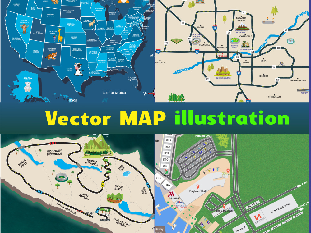 Vector map drawing illustrations | Upwork