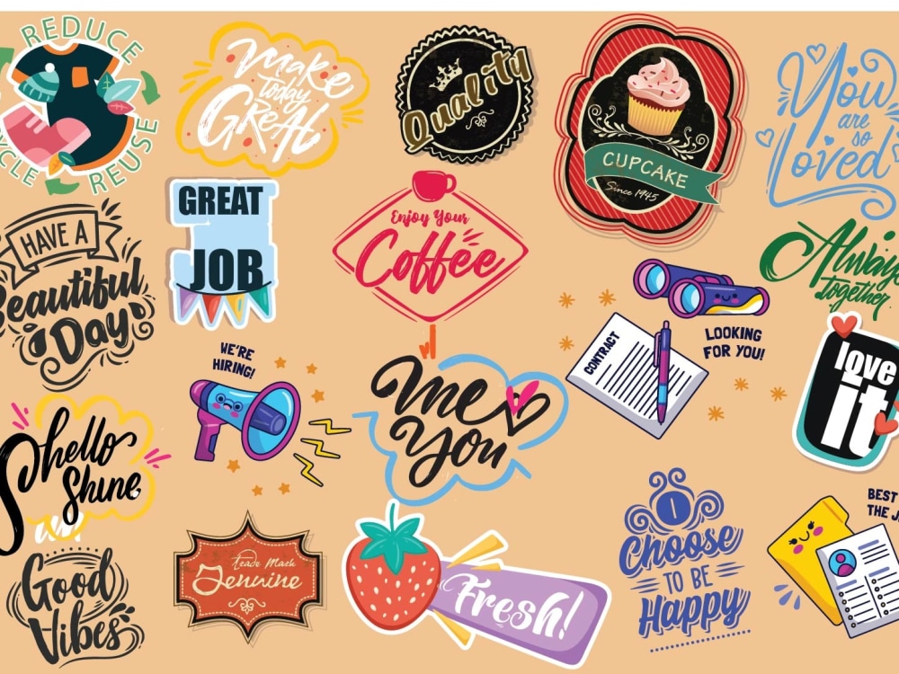 Design, custom sticker, badge, patch, decal, digital art, label and ...