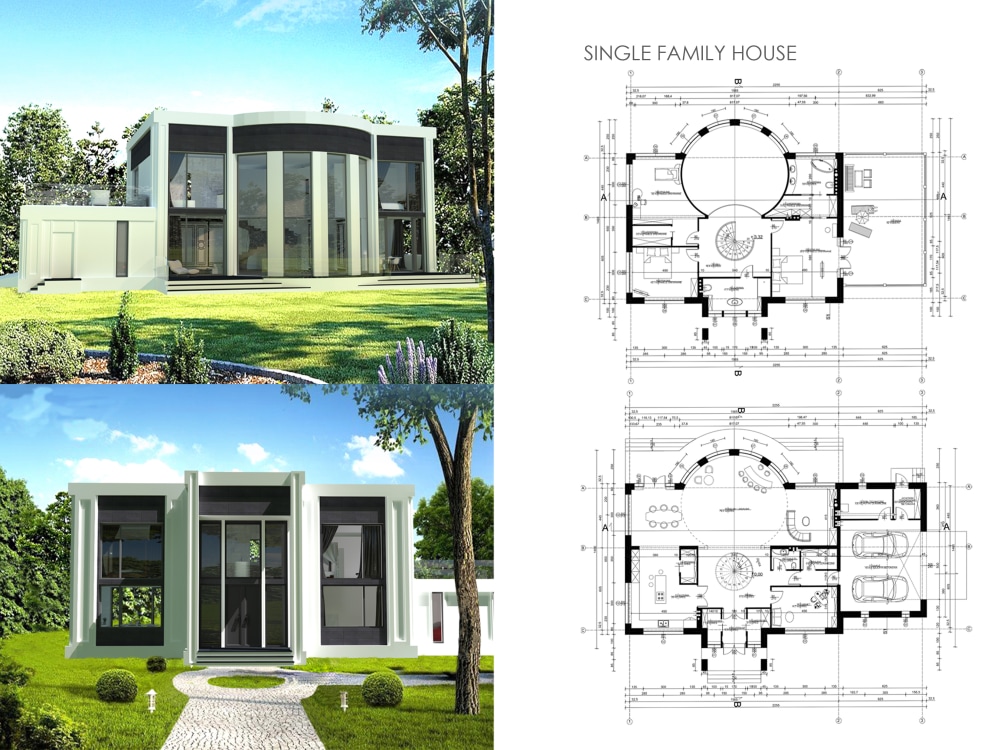 Exterior and Interior design, AutoCAD 2D Drawings, high-quality ...