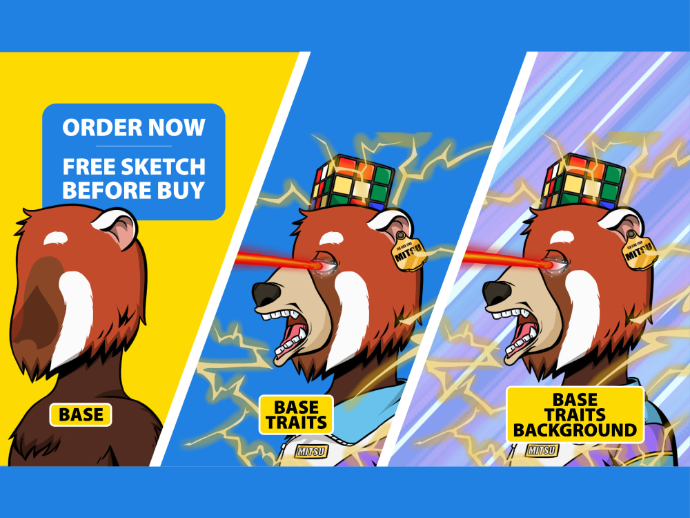 Cartoon azuki /beanz style NFT art for Opensea, rarible etc and free ...