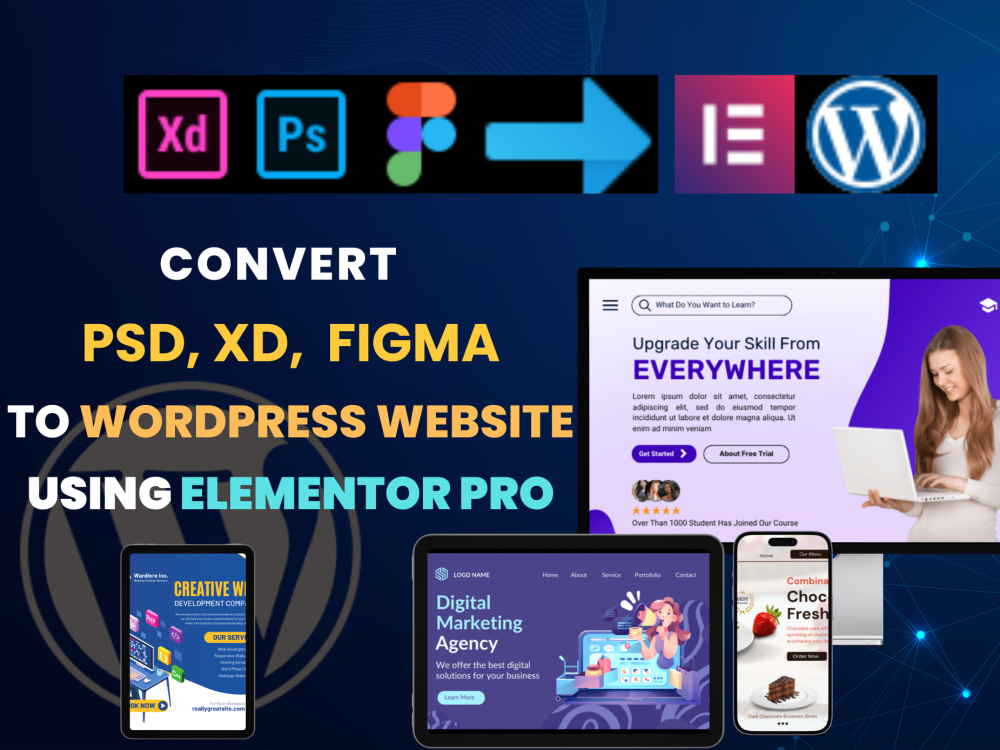 PSD, xd, figma to wordpress website design using elementor pro | Upwork
