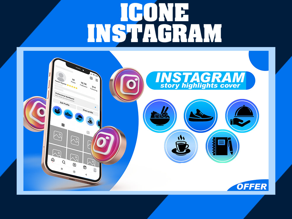 Design instagram profile icon and story highlights covers | Upwork