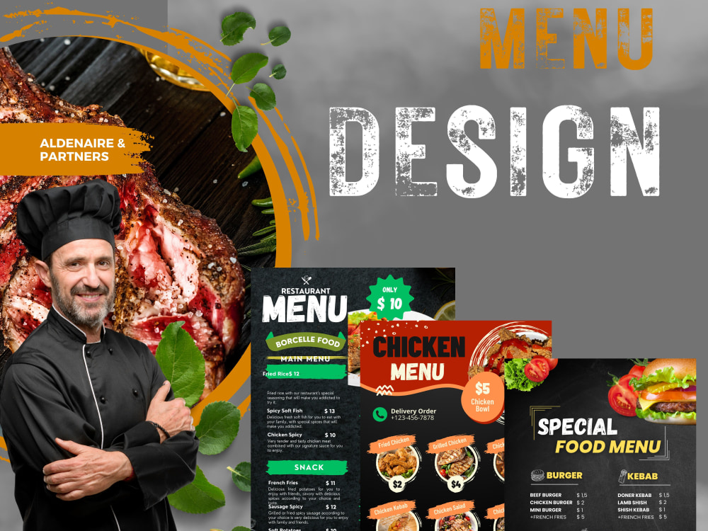 An amazing, modern, eye-catching menu design for your restaurant | Upwork