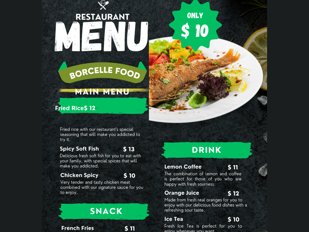 An amazing, modern, eye-catching menu design for your restaurant | Upwork