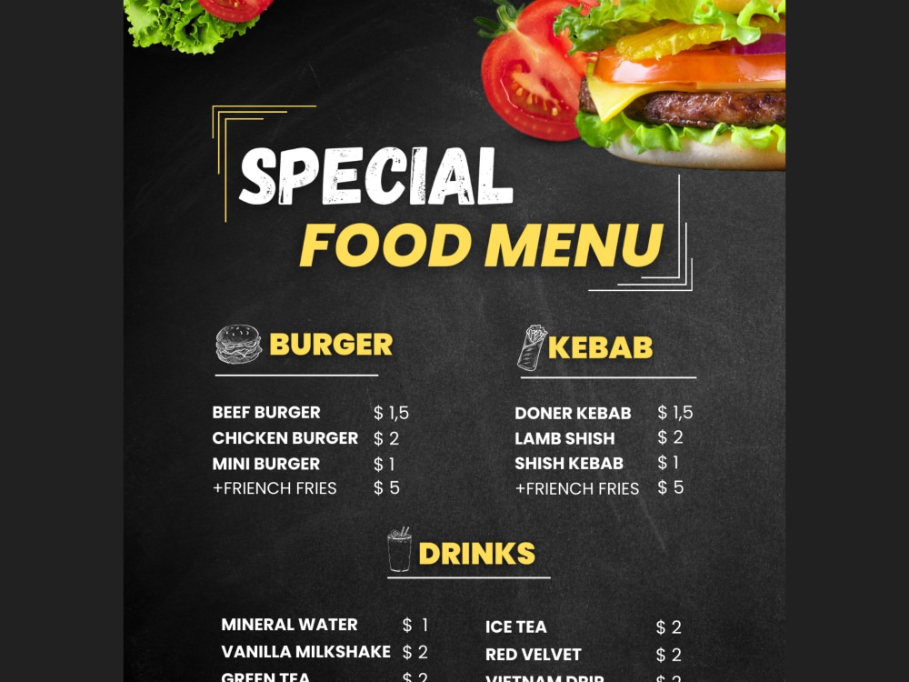 An amazing, modern, eye-catching menu design for your restaurant | Upwork