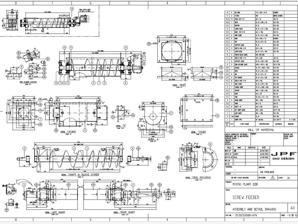 Engineering drawing and assembly drawing | Upwork Engineering drawing and assembly drawing | Upwork
