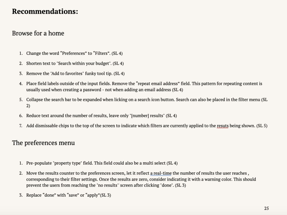 UX/UI evaluation report, including recommendations on how to improve ...
