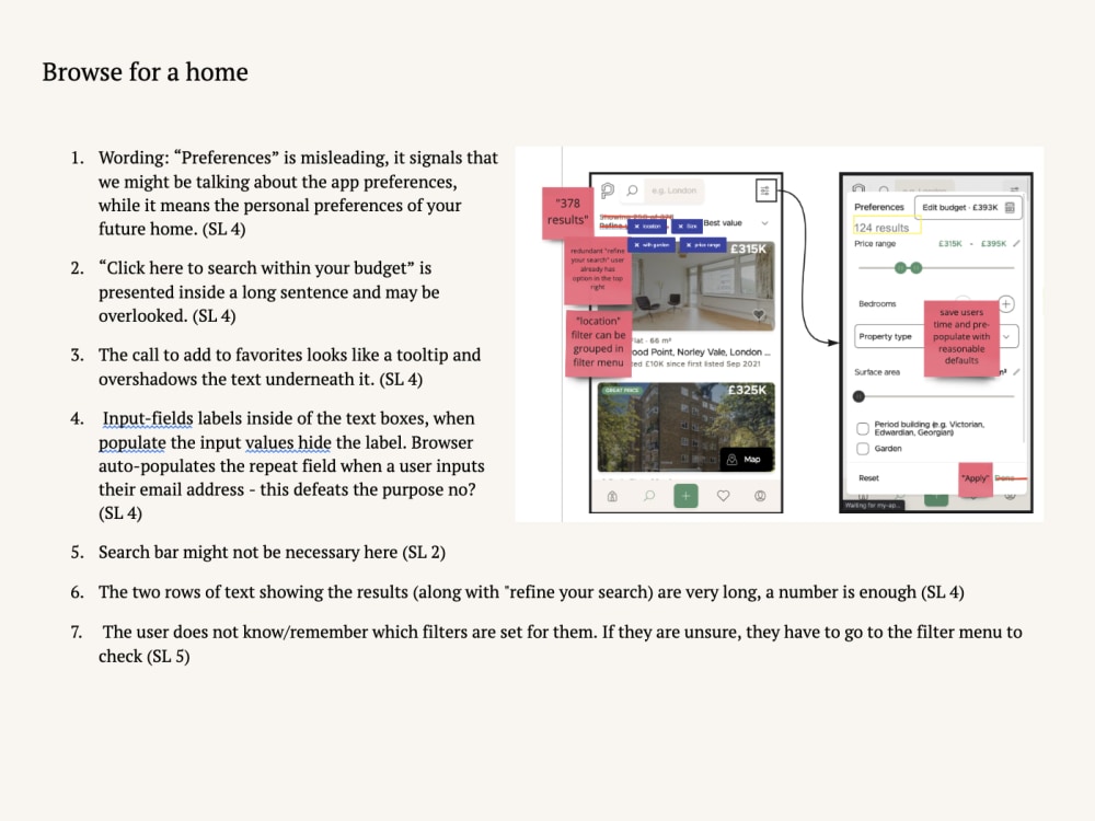 UX/UI evaluation report, including recommendations on how to improve ...