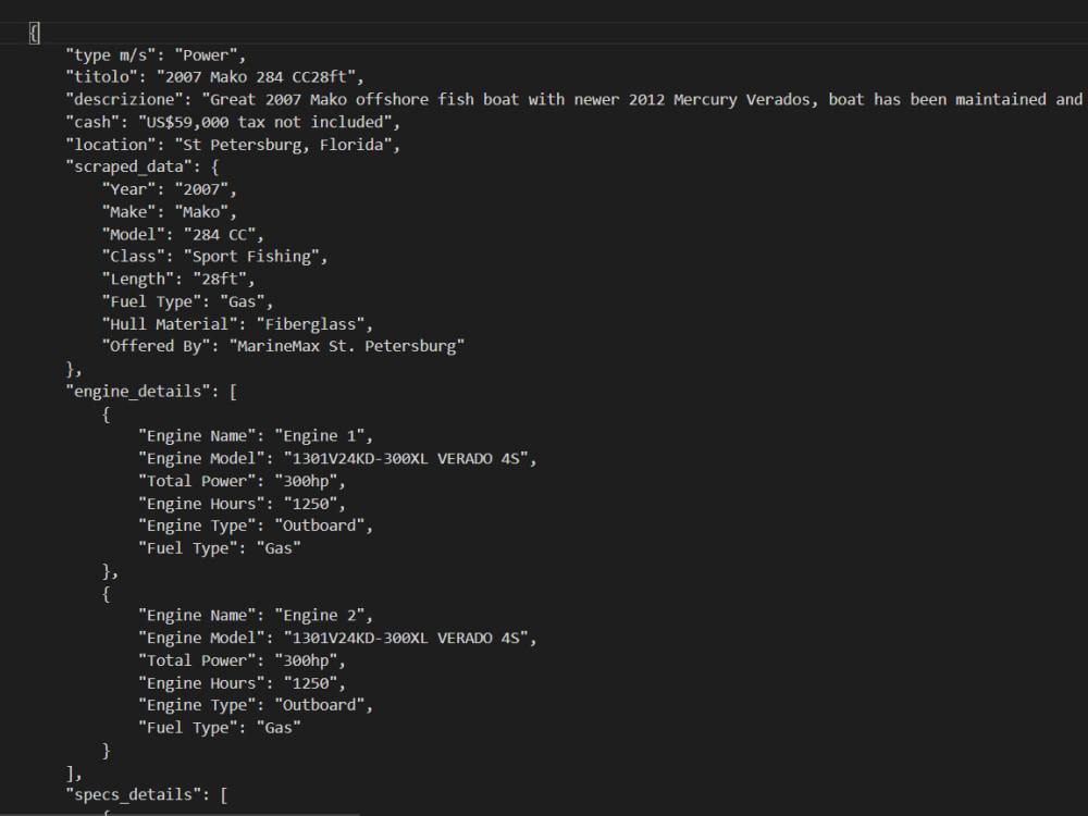 A Custom data scraped document or in a database SQL/NoSQL of your choice. | Upwork