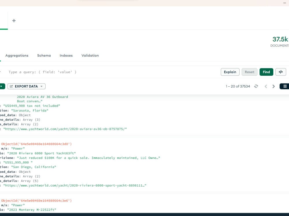 A Custom data scraped document or in a database SQL/NoSQL of your choice. | Upwork
