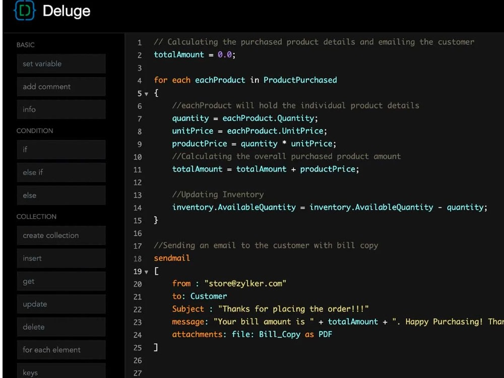 Custom function in a deluge for the Zoho app | Upwork