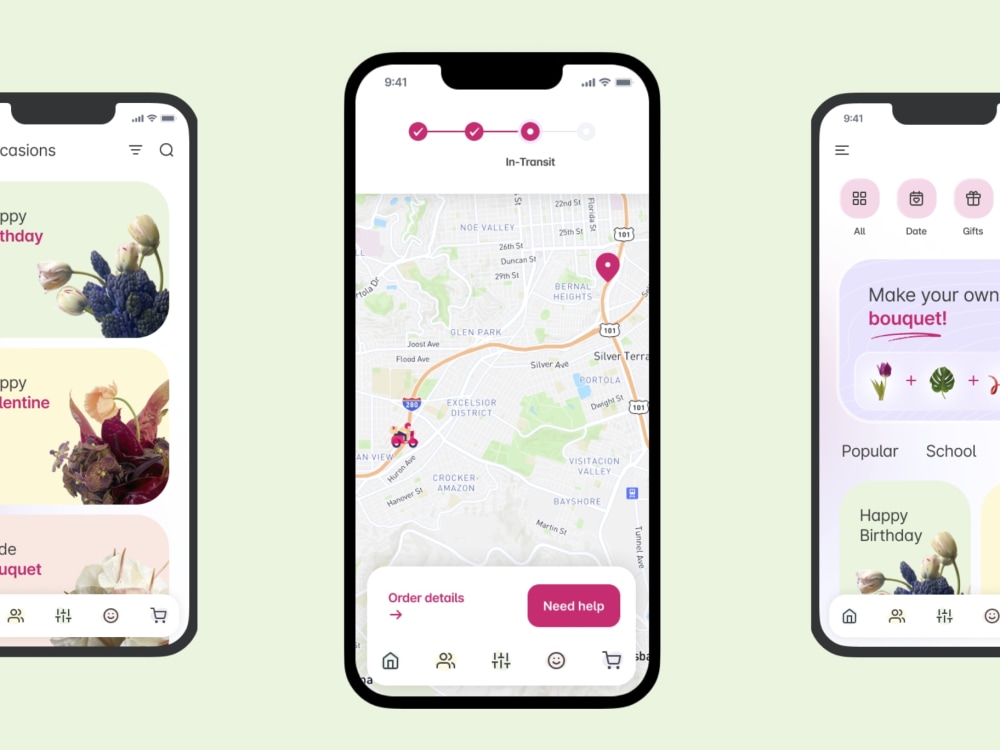 A custom flower bouquet mobile app UI/UX design | Upwork