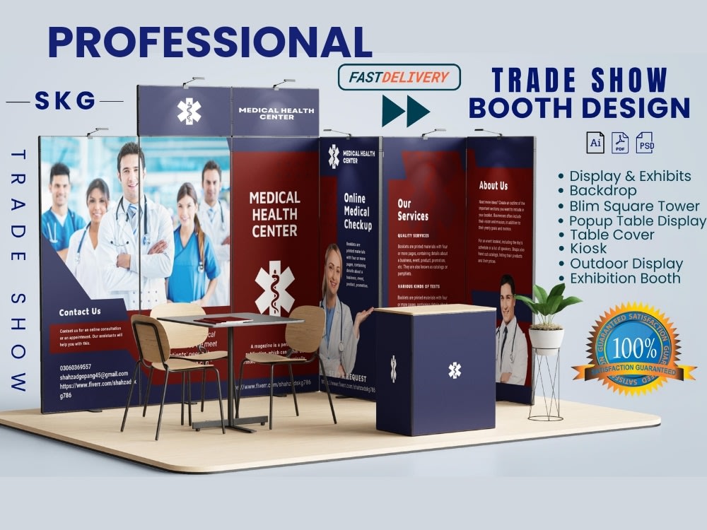 Design trade show booth design and backdrop popup exhibition | Upwork