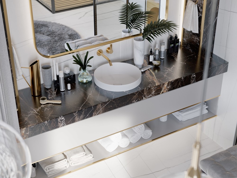 Interior design project with technical drawings and photorealistic 3D ...