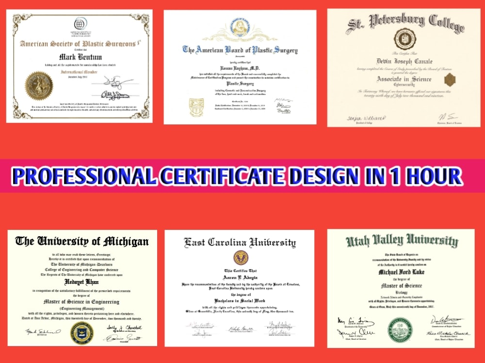 Degree, diploma, award, school, collage certificate design in 1 hour ...