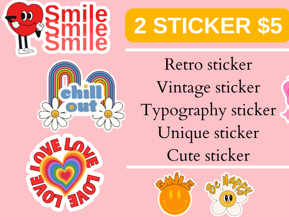 Unique daily retro vintage typography sticker design | Upwork