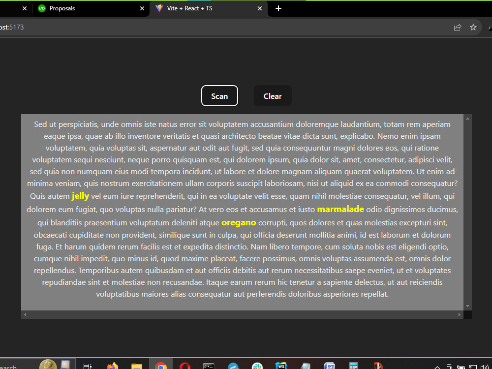 Words detector in React - check the text for the presence of any words ...