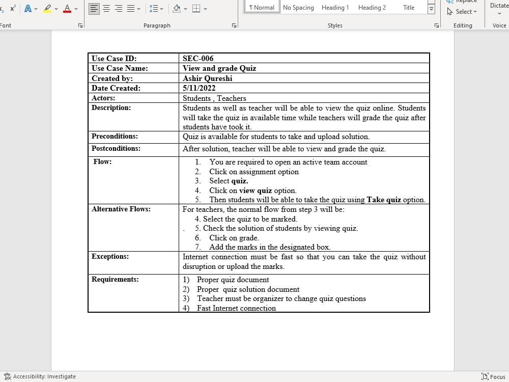 Software requirements analysis and use cases | Upwork
