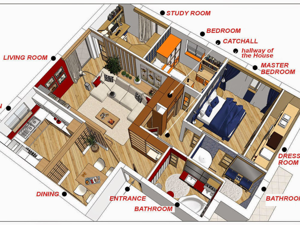 Clear 3D Floor Plan Render | Upwork