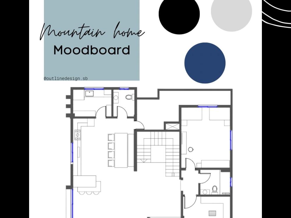 A full space interior design with mood boards, plans and 3d ...