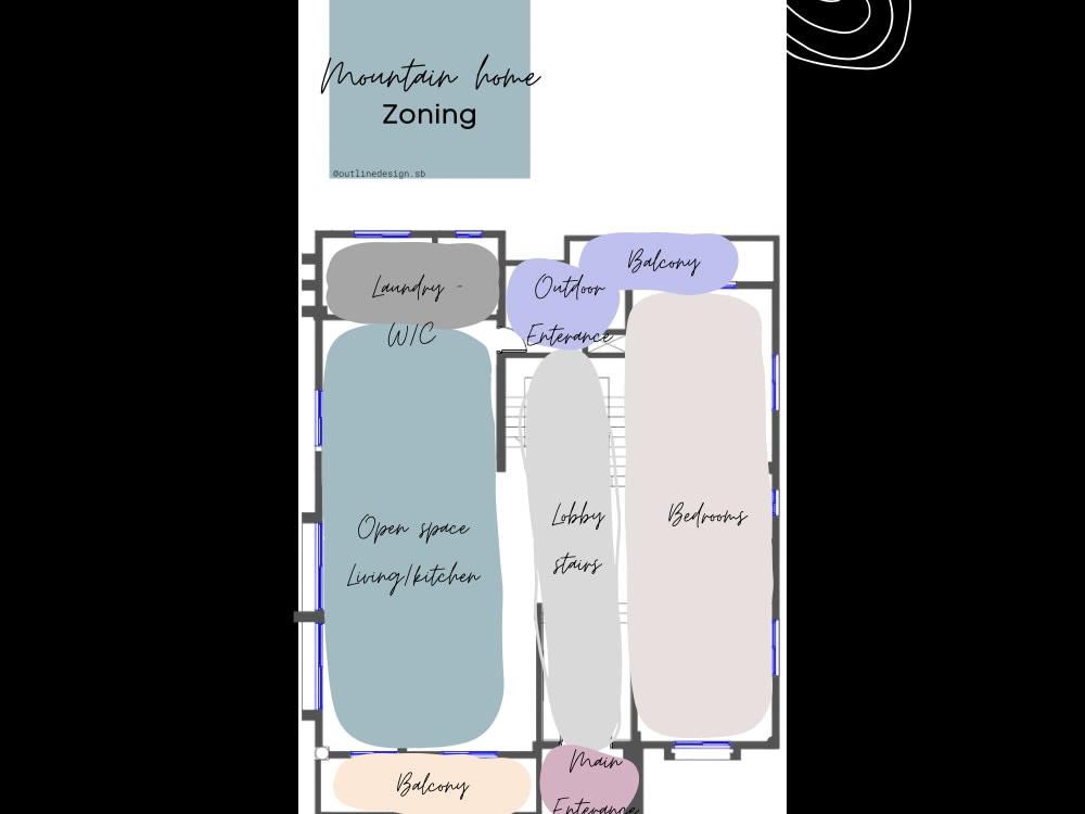 A full space interior design with mood boards, plans and 3d ...