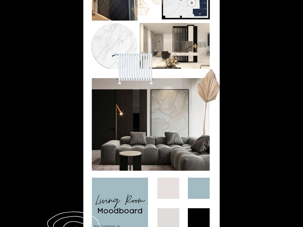 A full space interior design with mood boards, plans and 3d ...