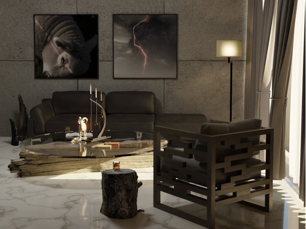 A hyper-realistic 3D rendering of an interior with high attention to ...