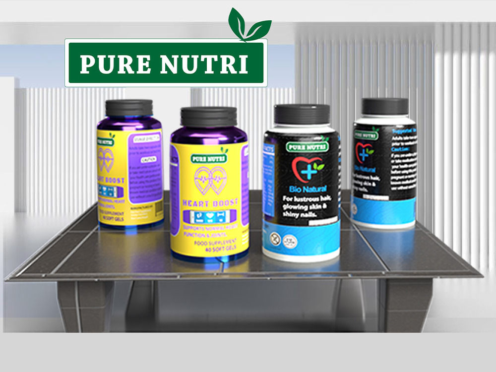 A premium supplement label product box packaging and 3D image rendering ...