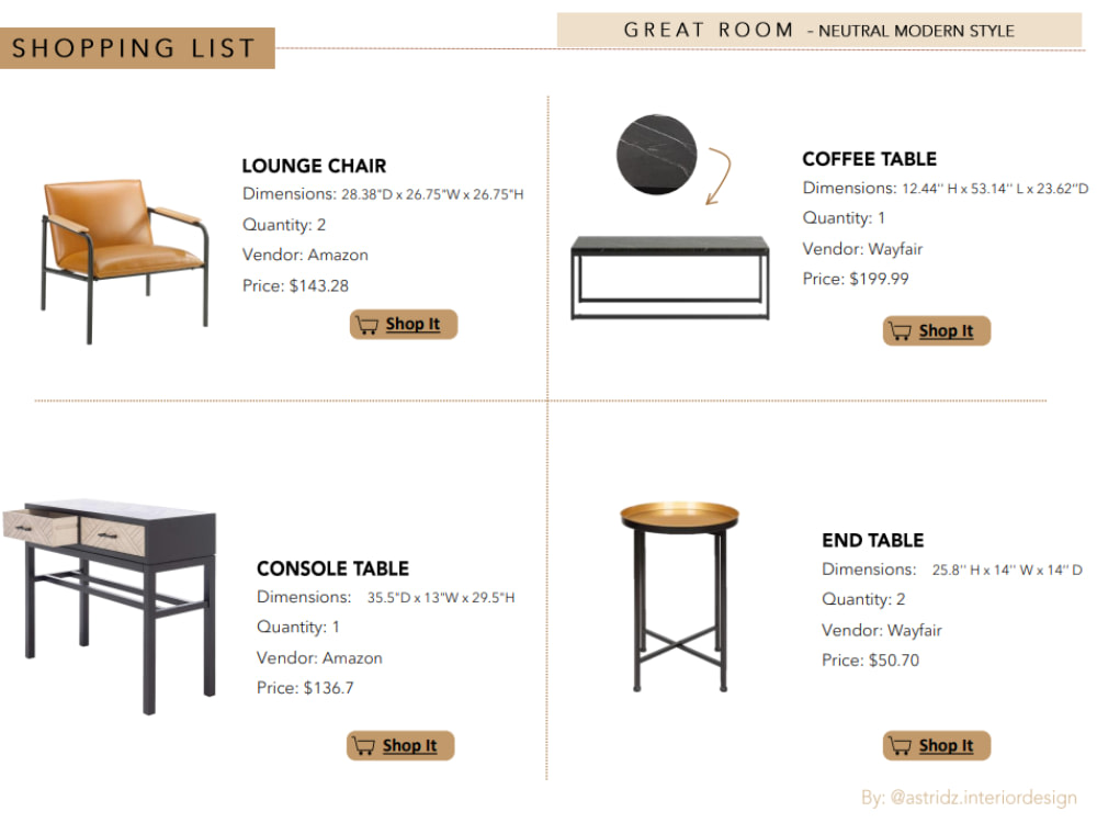 An interior design, shopping list, and layout for you | Upwork