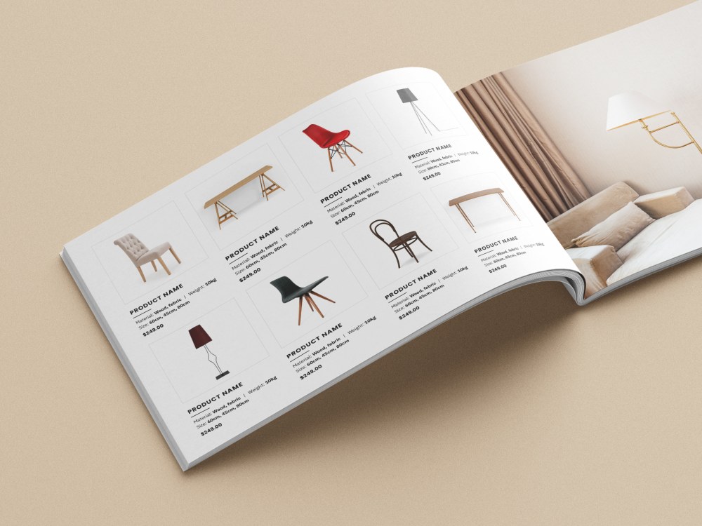 A product catalog, sell sheet, booklet or pricelist brochure design in ...