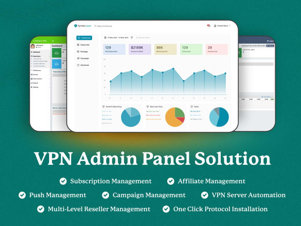Customized VPN admin panel with user-friendly design & latest ...