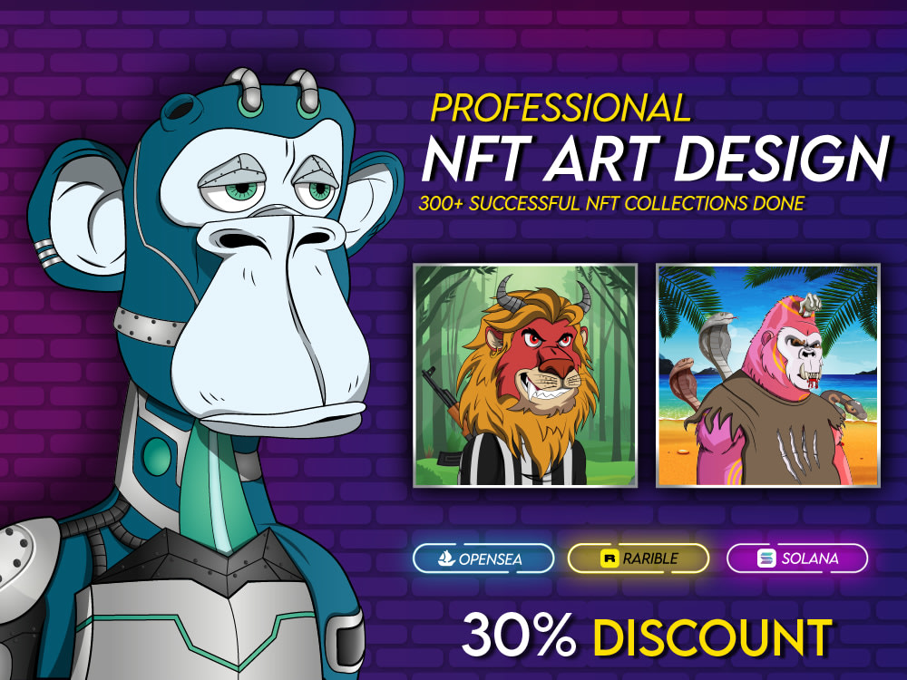 Unique Nft Art with upto 100 Traits & 10k Variations alonwith Metadata ...