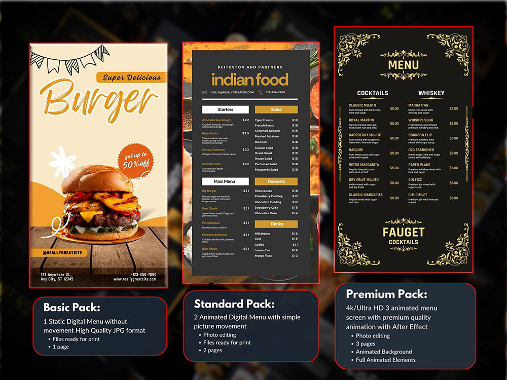 A restaurant Tv Screen Digital Menu Board, Digital Signage, food menu ...