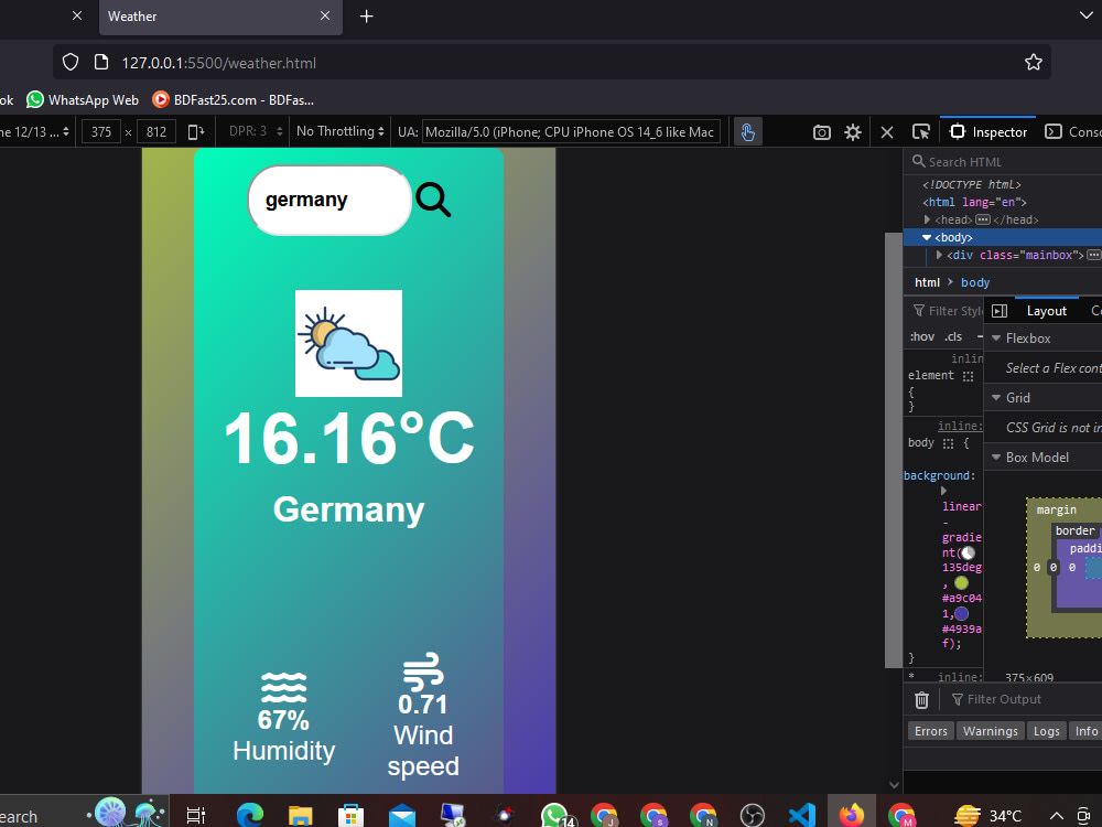 A best Weather web application which I will design by using java script ...