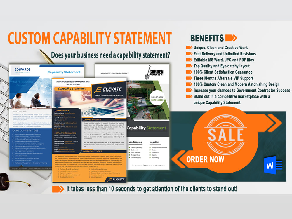 Custom Capability Statement for All Kinds of Businesses - Two Pages ...