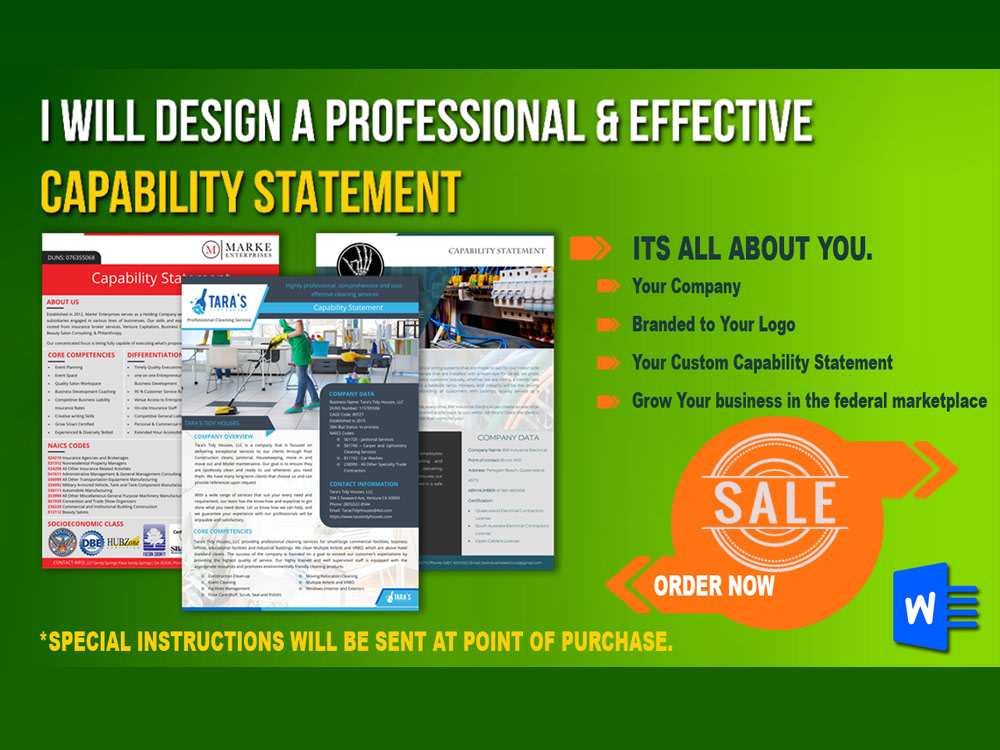 Custom Capability Statement for All Kinds of Businesses - Two Pages | Upwork