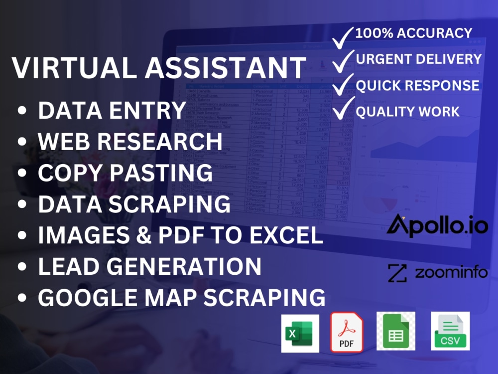 Data entry, data extraction, typing, copy paste, web research and scarping | Upwork