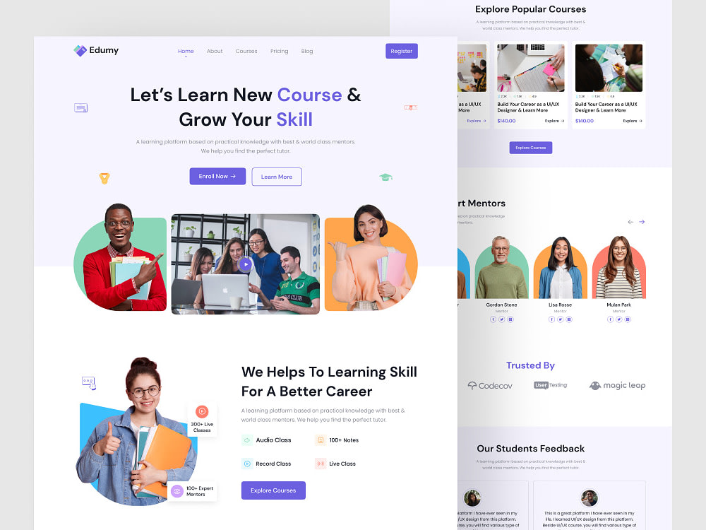 Elearning website or education website using Elementor | Upwork