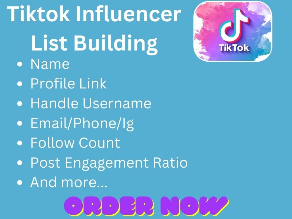 A customized Influencer List for TikTok that suits your product or ...