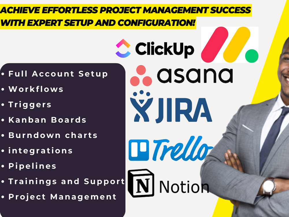 Monday crm workflow, notion, asana, clickup, trello, slack setup | Upwork