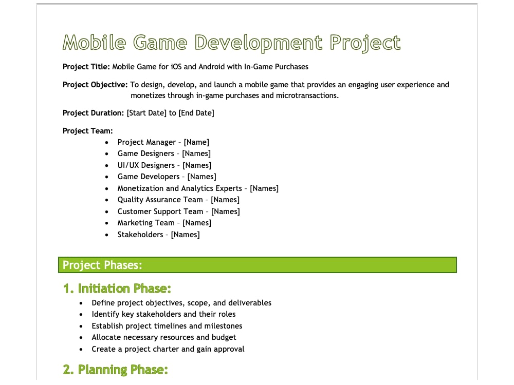 A Project Plan Template or a Custom Project Plan | Upwork