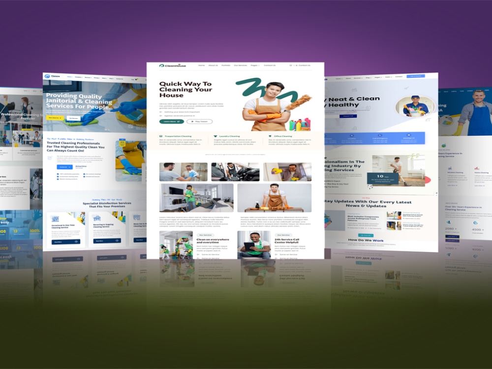 Modern cleaning business website design or responsive wordpress website | Upwork