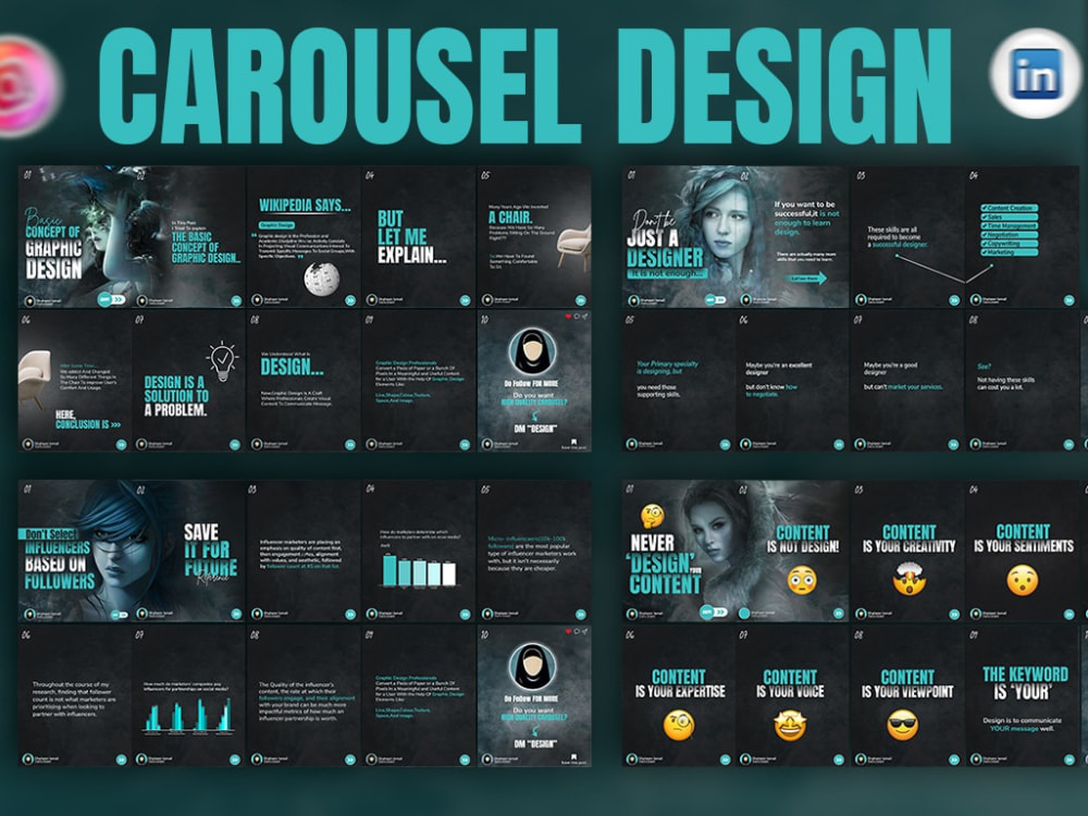 A creative and trending Instagram and LinkedIn carousel design | Upwork