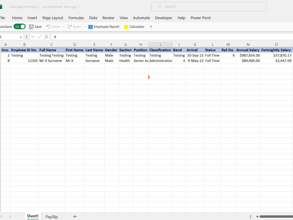 A Payroll Management System created via VBA Excel | Upwork