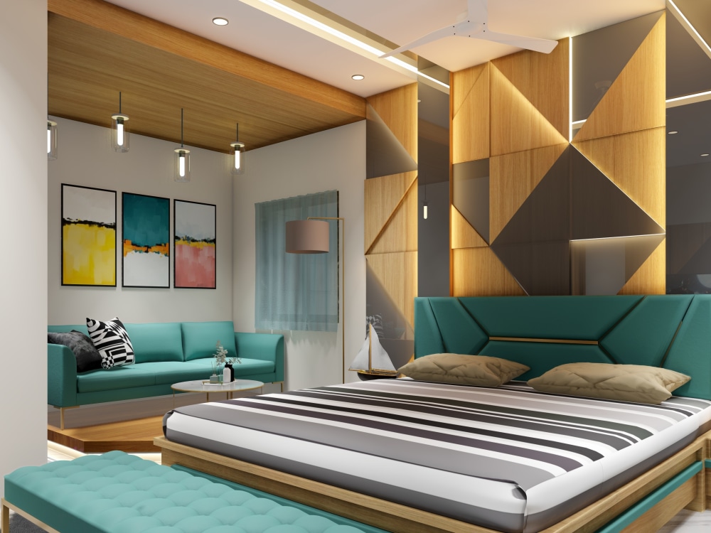 Bedroom interior design and 3d render image with layout drawing | Upwork