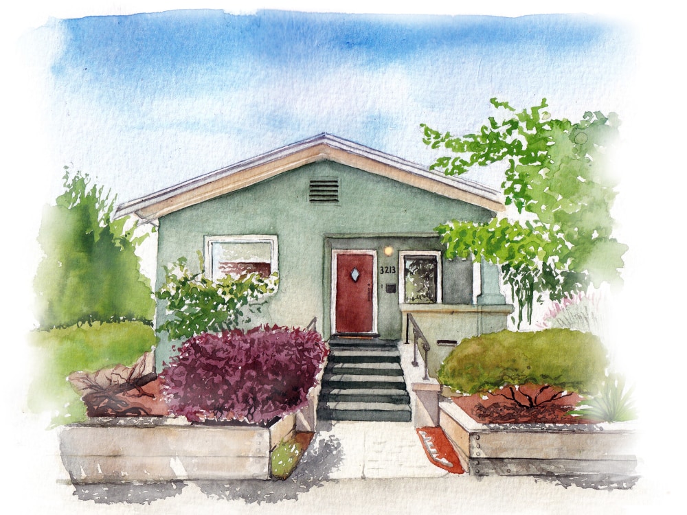 A stunning watercolor house portrait | Upwork