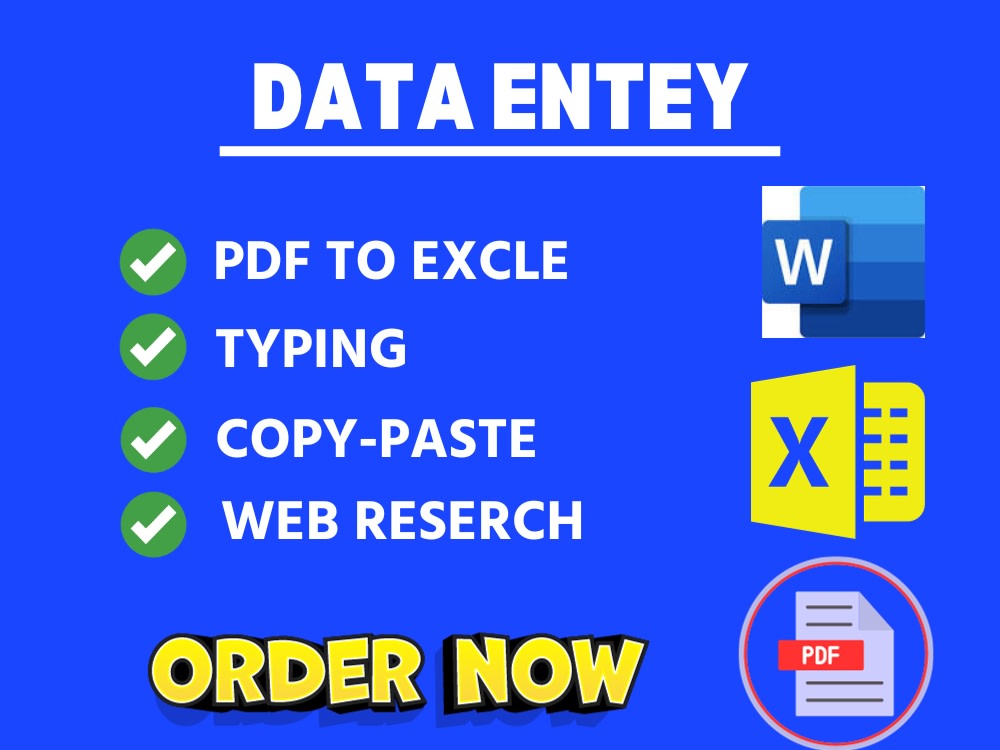 Data entry, PDF to Excel, Typing, Copy-Paste and Web Research. | Upwork