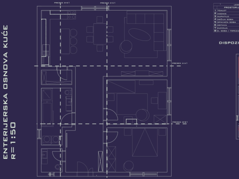 A 2D floor plan of your room/house with completely designed interior ...