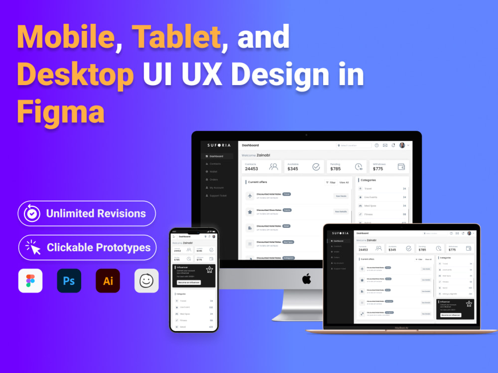 Mobile, tablet, and desktop application unique UI UX designs | Upwork